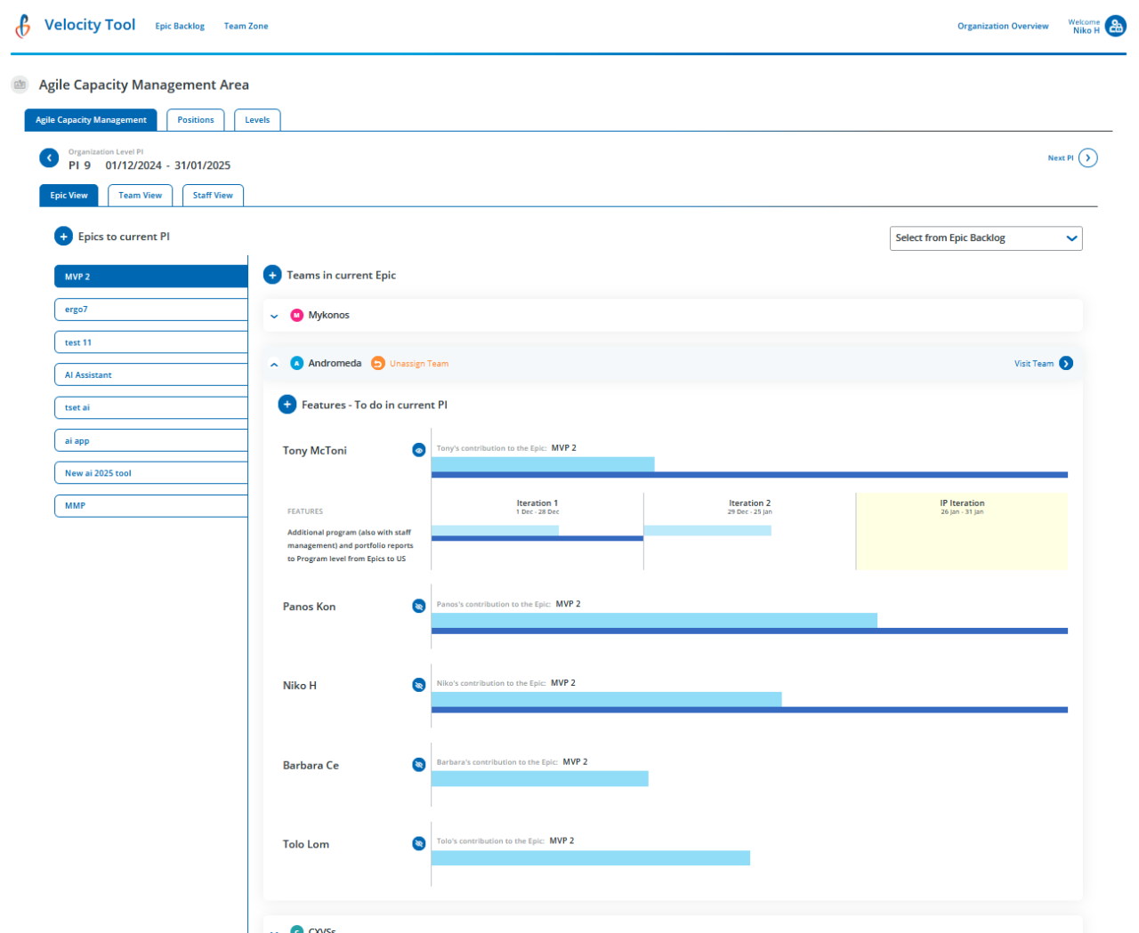 Agile Capacity Management | Velocity Tool